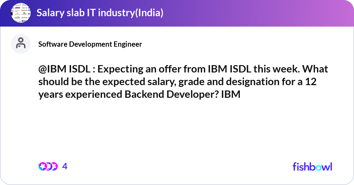 @IBM ISDL : Expecting an offer from IBM ISDL this ... | Fishbowl