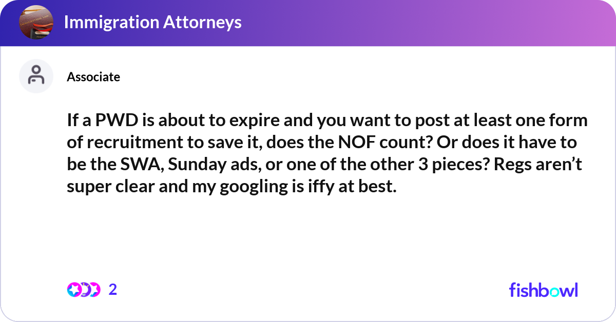 If a PWD is about to expire and you want to post a... | Fishbowl