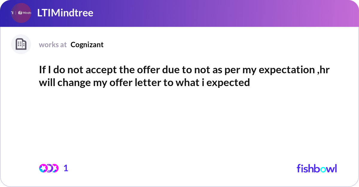 If I do not accept the offer due to not as per my ... | Fishbowl