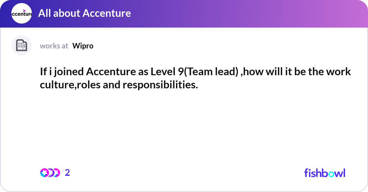 If i joined Accenture as Level 9(Team lead) ,how w... | Fishbowl