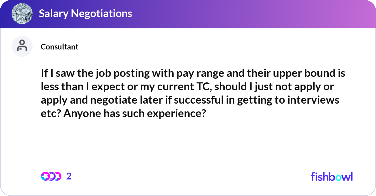 If I saw the job posting with pay range and their ... | Fishbowl