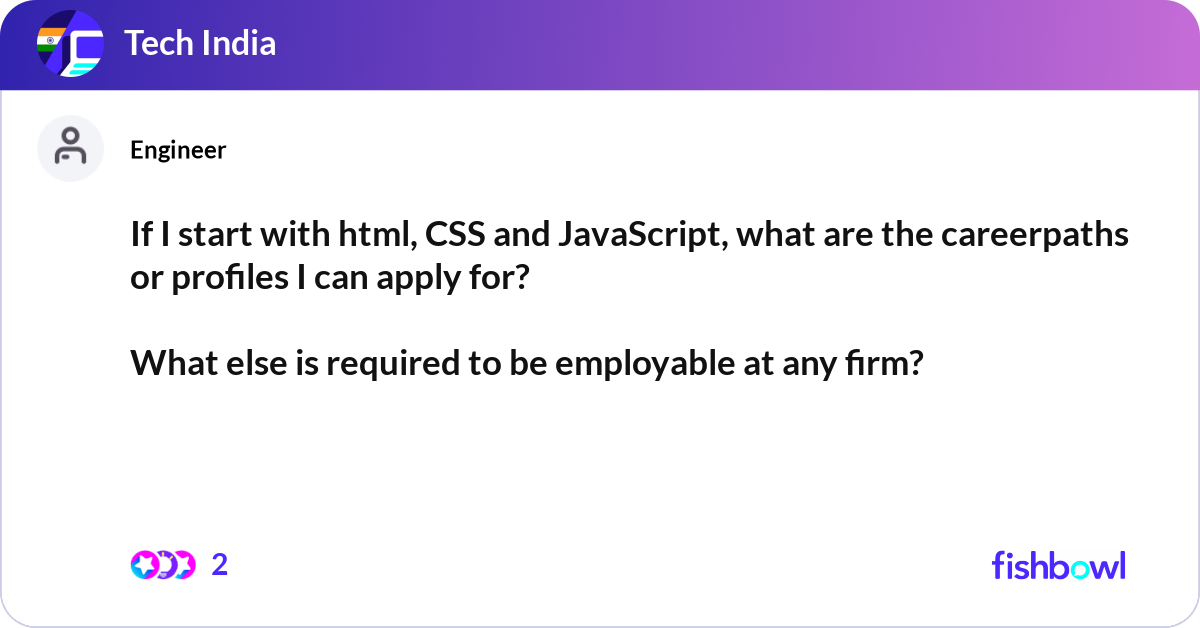 If I start with html, CSS and JavaScript, what are... | Fishbowl