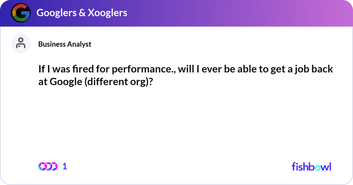 If I was fired for performance., will I ever be ab... | Fishbowl
