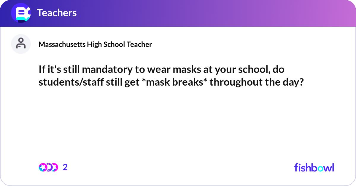 If it's still mandatory to wear masks at your scho... | Fishbowl
