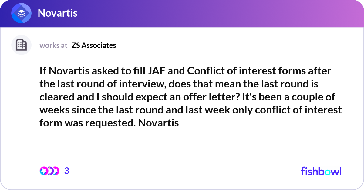 If Novartis asked to fill JAF and Conflict of inte... | Fishbowl