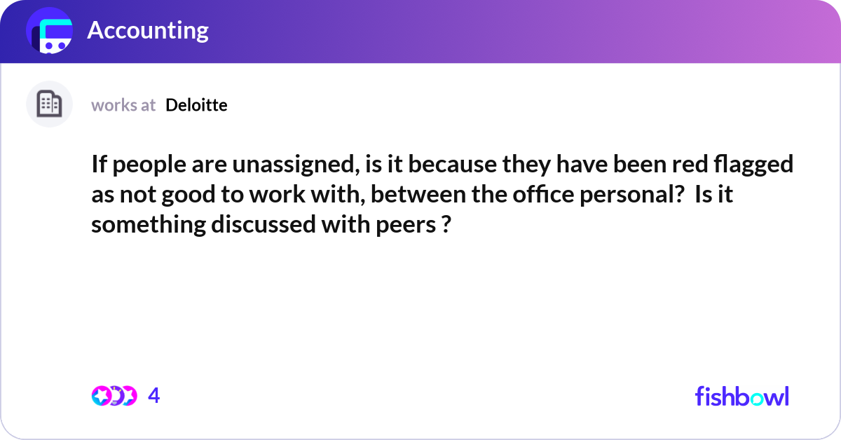 If people are unassigned, is it because they have ... | Fishbowl