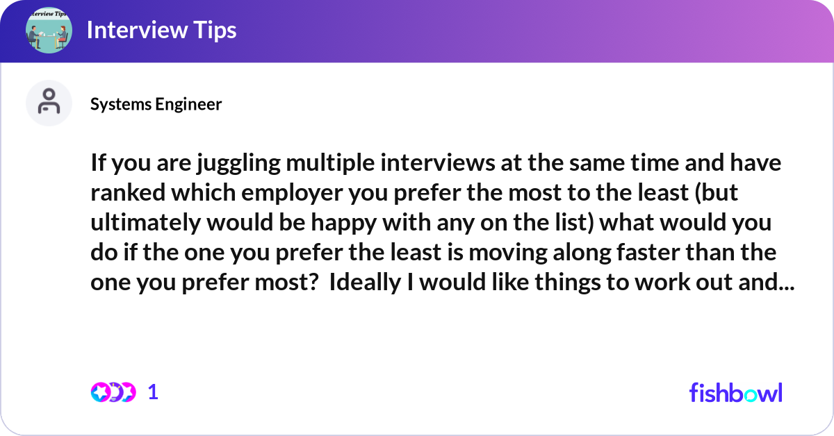 If you are juggling multiple interviews at the sam... | Fishbowl