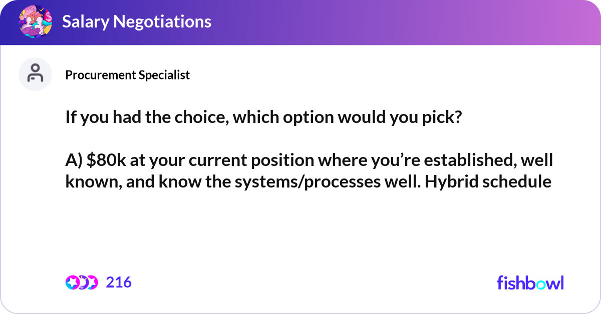 If you had the choice, which option would you pick... | Fishbowl
