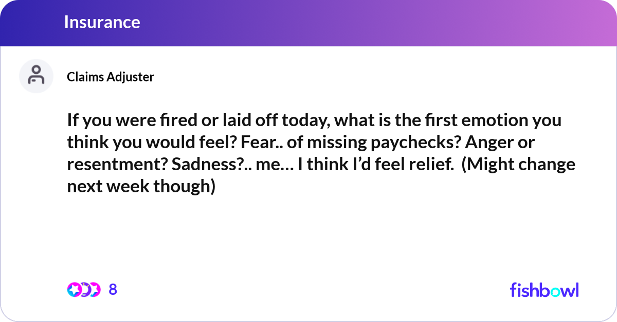 If you were fired or laid off today, what is the f... | Fishbowl