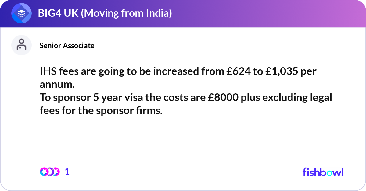 IHS fees are going to be increased from £624 to £1... | Fishbowl