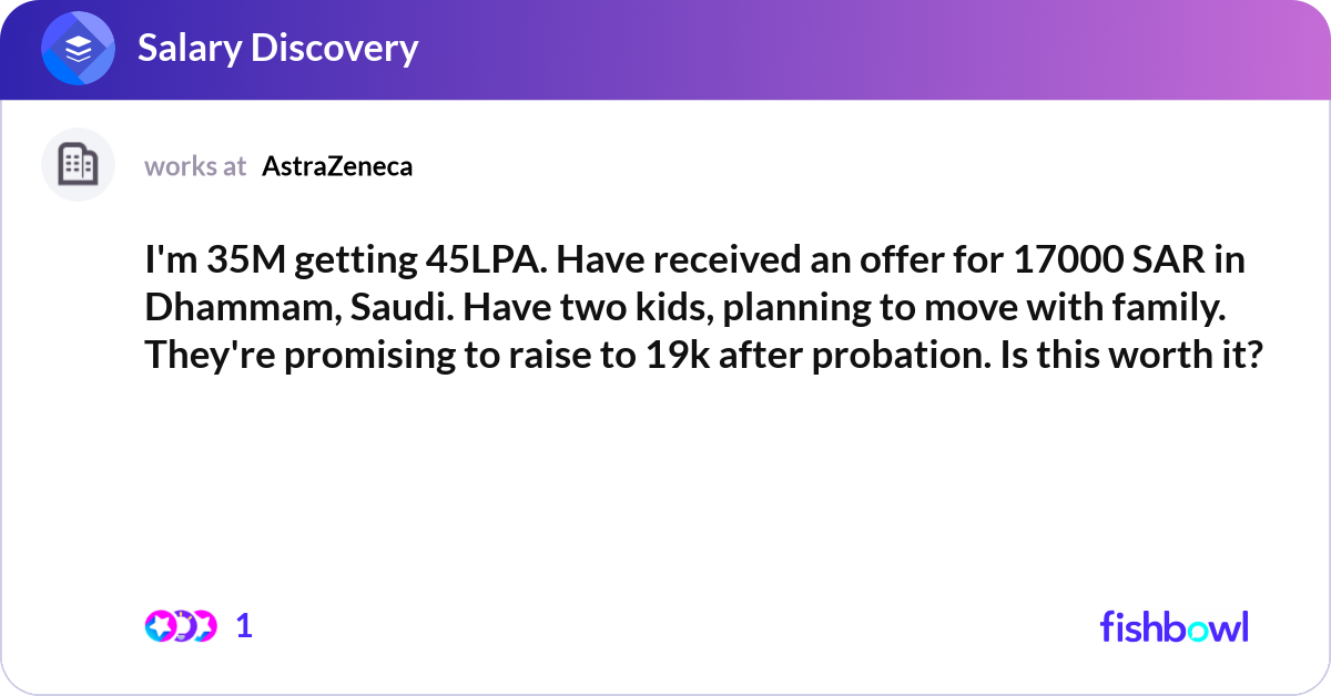 I'm 35M getting 45LPA. Have received an offer for ... | Fishbowl