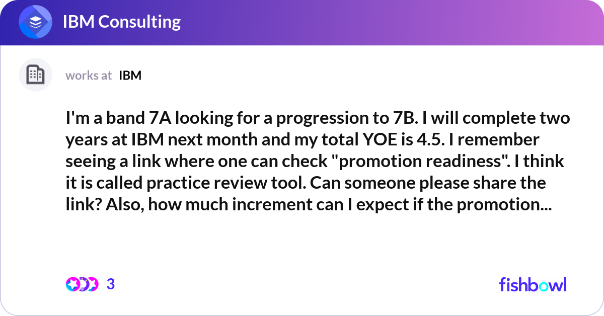I'm a band 7A looking for a progression to 7B. I w... | Fishbowl