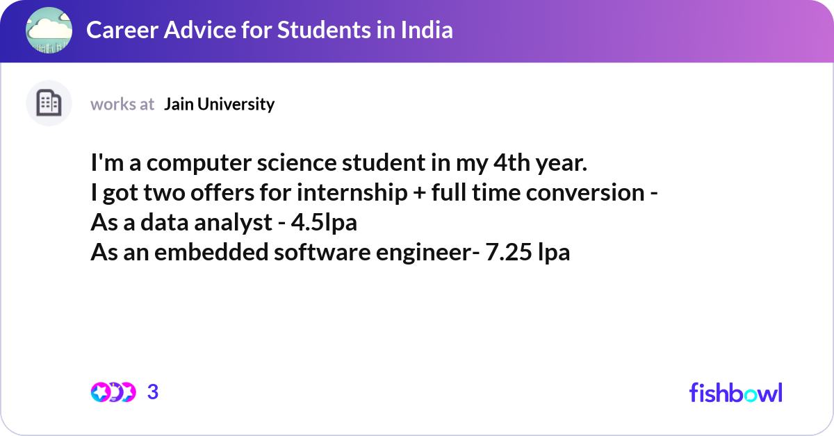 I'm a computer science student in my 4th year. I g... | Fishbowl