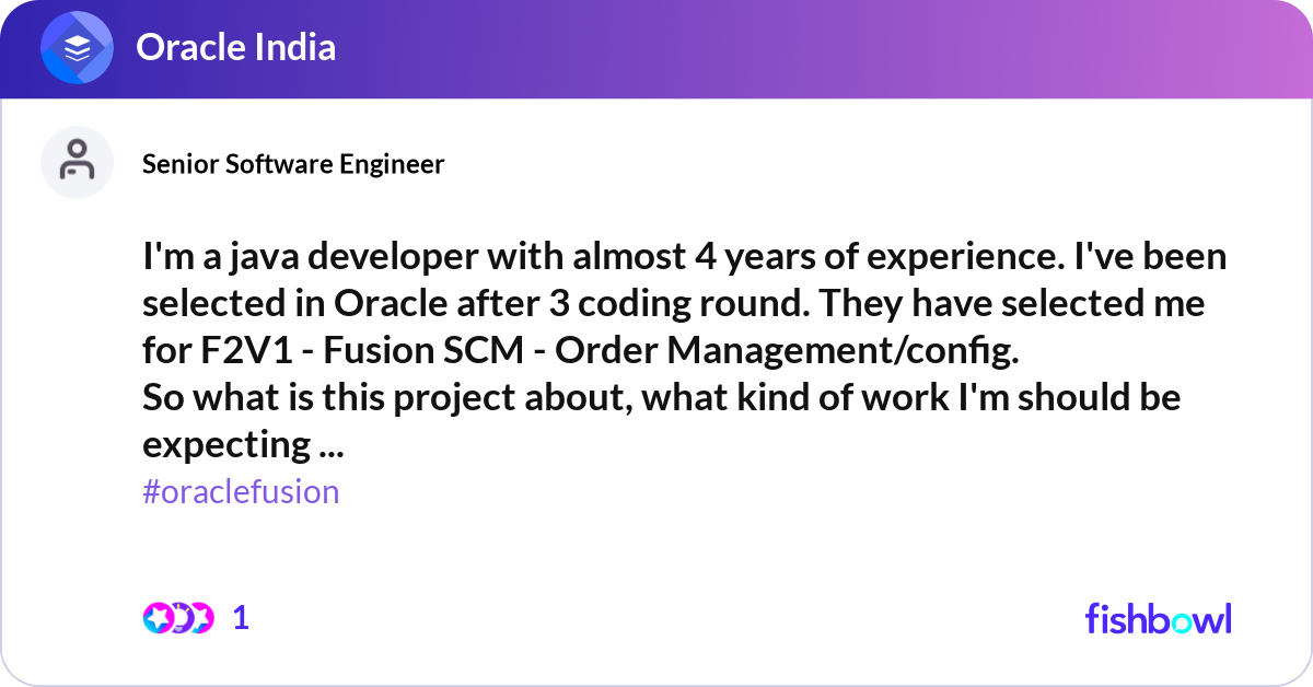 I'm a java developer with almost 4 years of experi... | Fishbowl