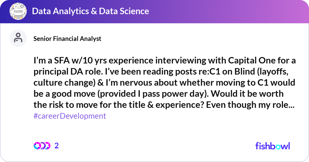 I’m a SFA w/10 yrs experience interviewing with Ca... | Fishbowl