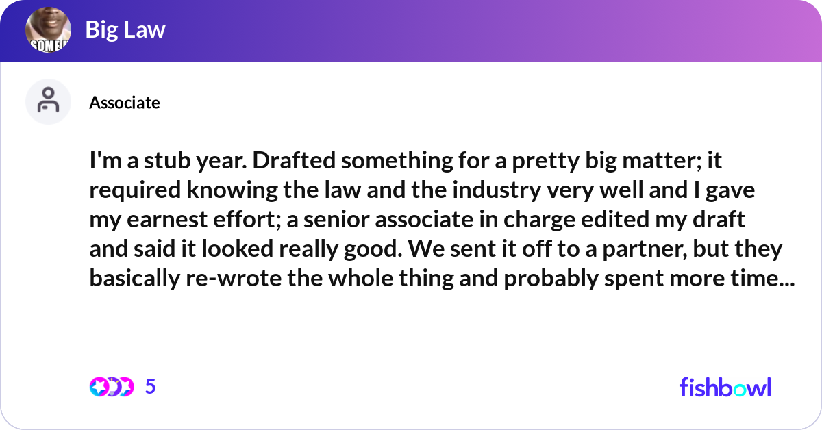 I'm a stub year. Drafted something for a pretty bi... | Fishbowl