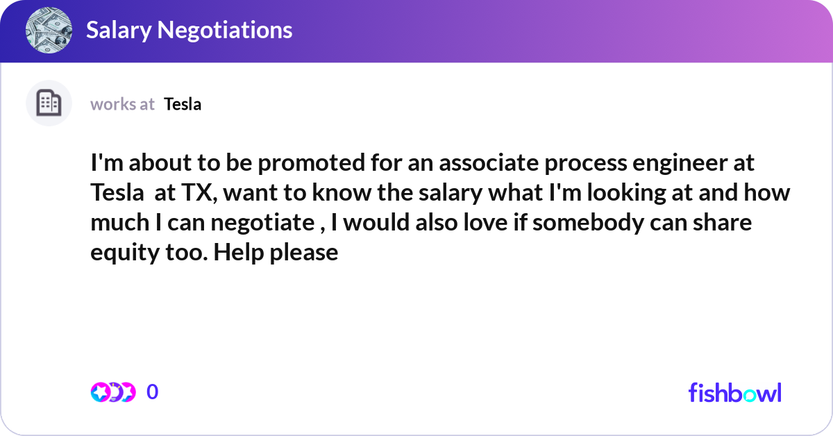 I'm about to be promoted for an associate process ... | Fishbowl