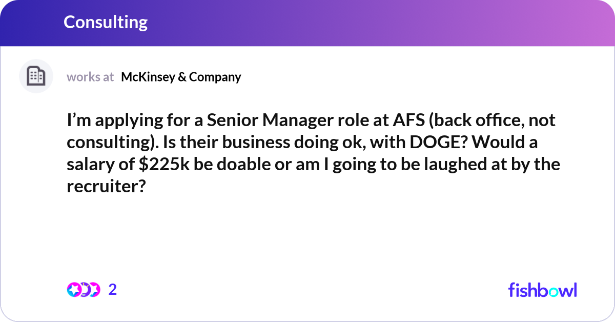 I’m applying for a Senior Manager role at AFS (bac... | Fishbowl
