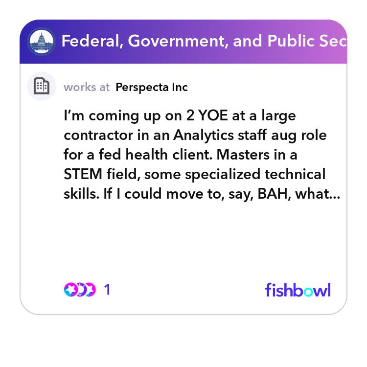 I’m coming up on 2 YOE at a large contractor in an... | Fishbowl