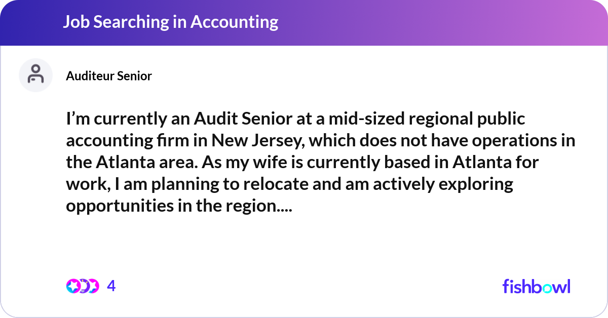 I’m currently an Audit Senior at a mid-sized regio... | Fishbowl