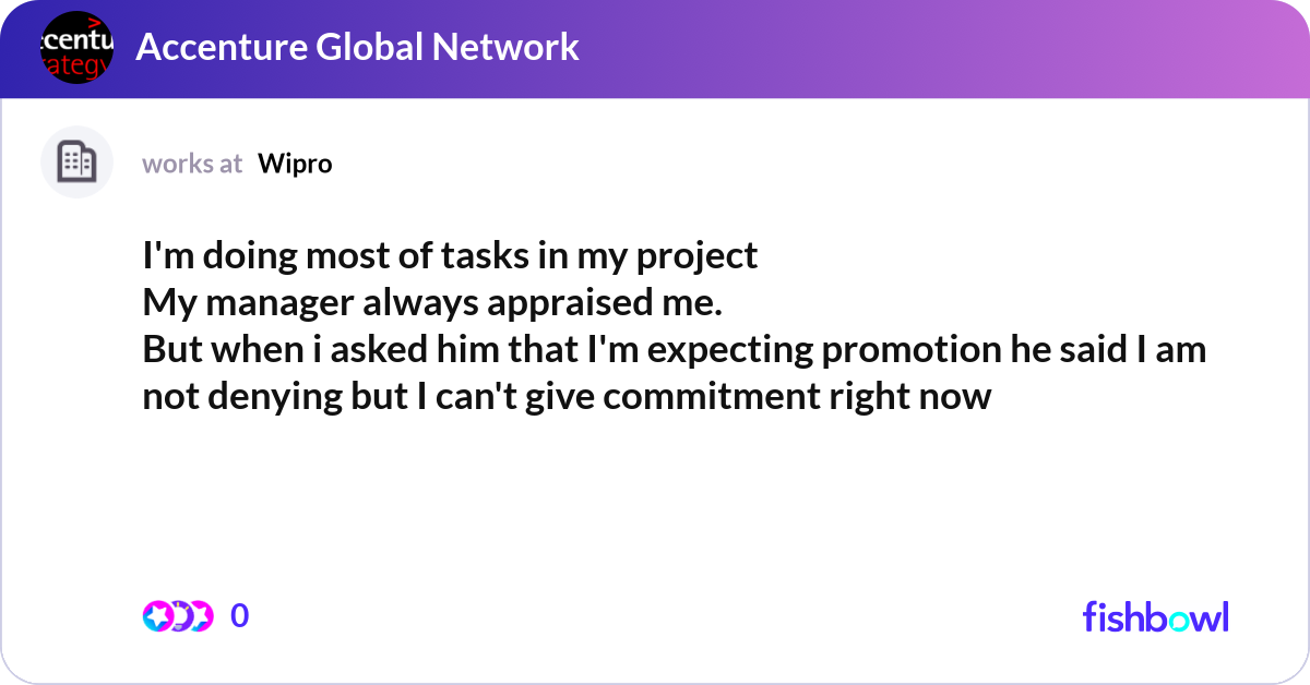 I'm doing most of tasks in my project My manager ... | Fishbowl