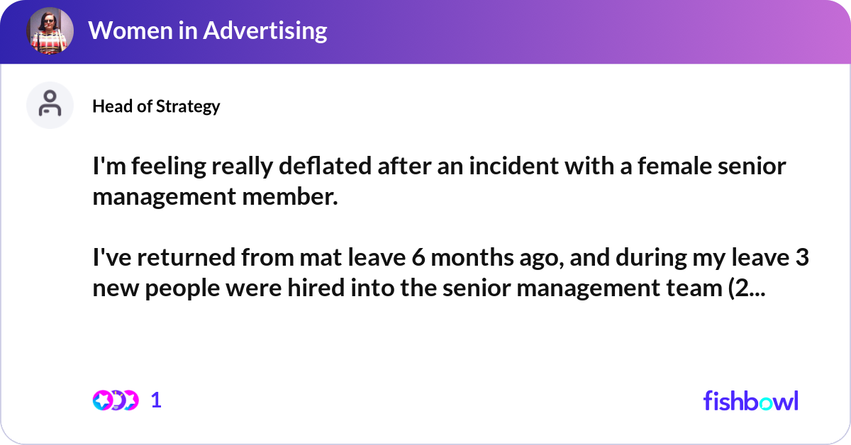 I'm feeling really deflated after an incident with... | Fishbowl