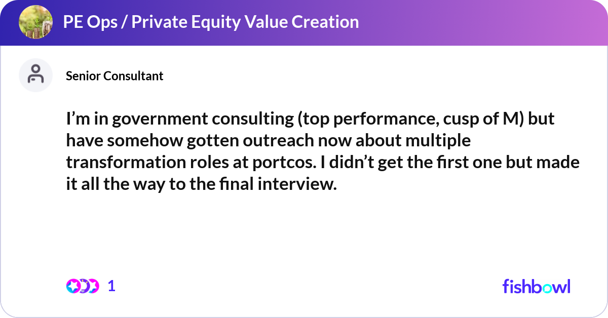 I’m in government consulting (top performance, cus... | Fishbowl