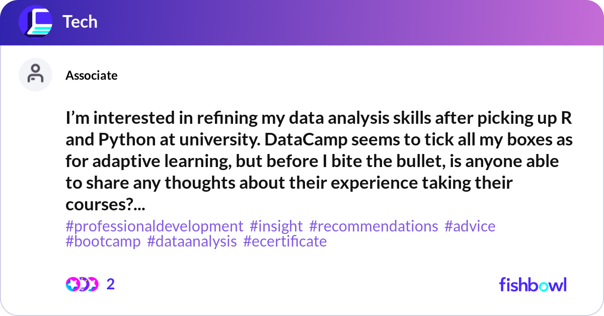 I’m interested in refining my data analysis skills... | Fishbowl