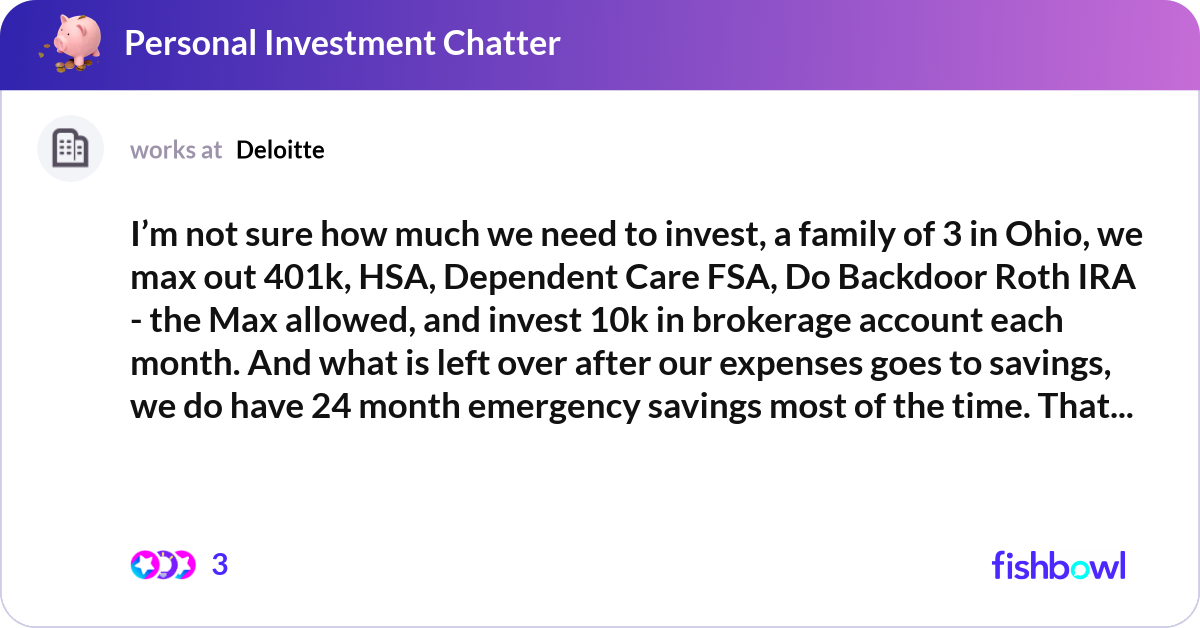 I’m not sure how much we need to invest, a family ... | Fishbowl