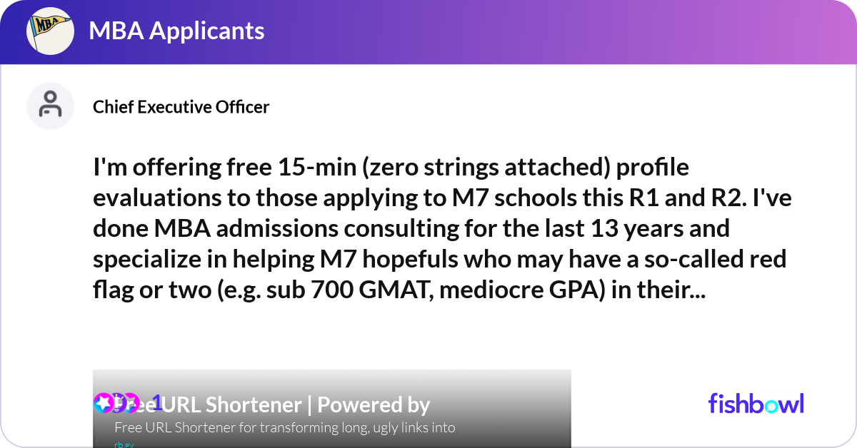 I'm offering free 15-min (zero strings attached) p... | Fishbowl