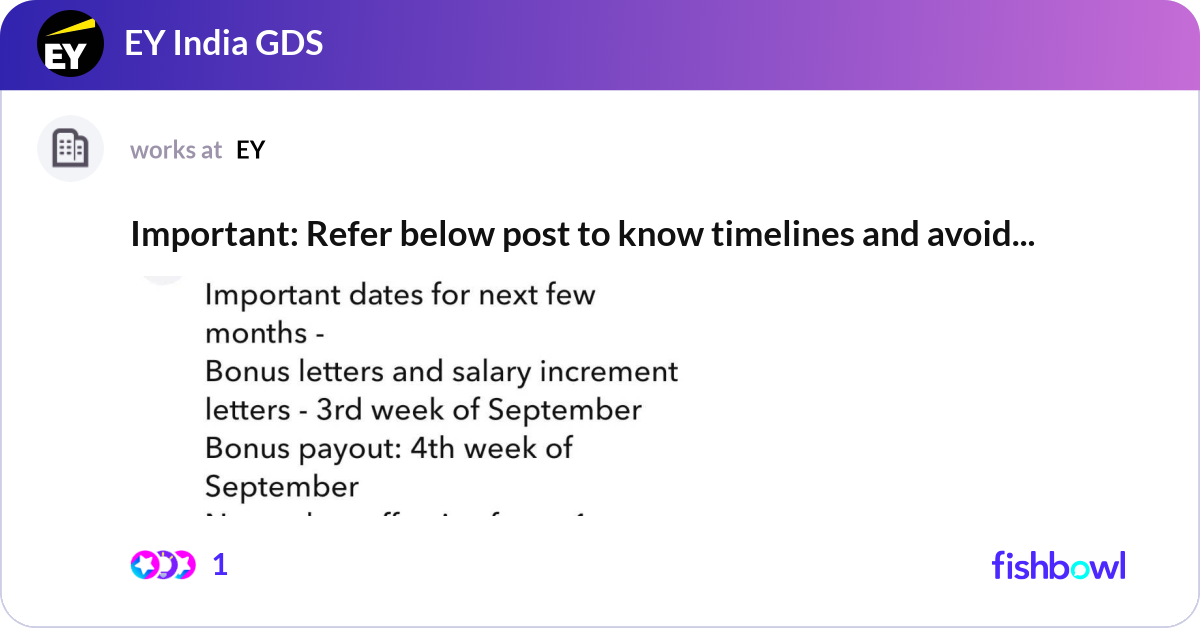 Important: Refer below post to know timelines and ... | Fishbowl