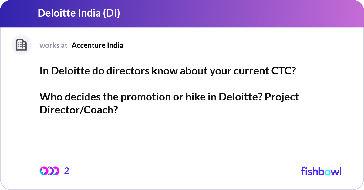 In Deloitte do directors know about your current C... | Fishbowl