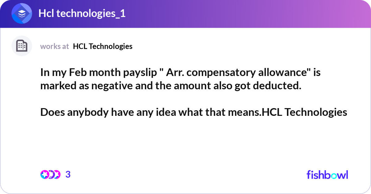 In my Feb month payslip " Arr. compensatory allowa... | Fishbowl