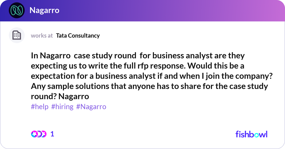 In Nagarro case study round for business analyst... | Fishbowl