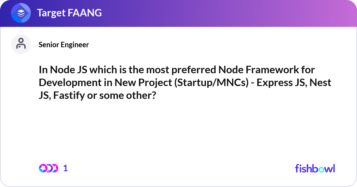 In Node JS which is the most preferred Node Framew... | Fishbowl