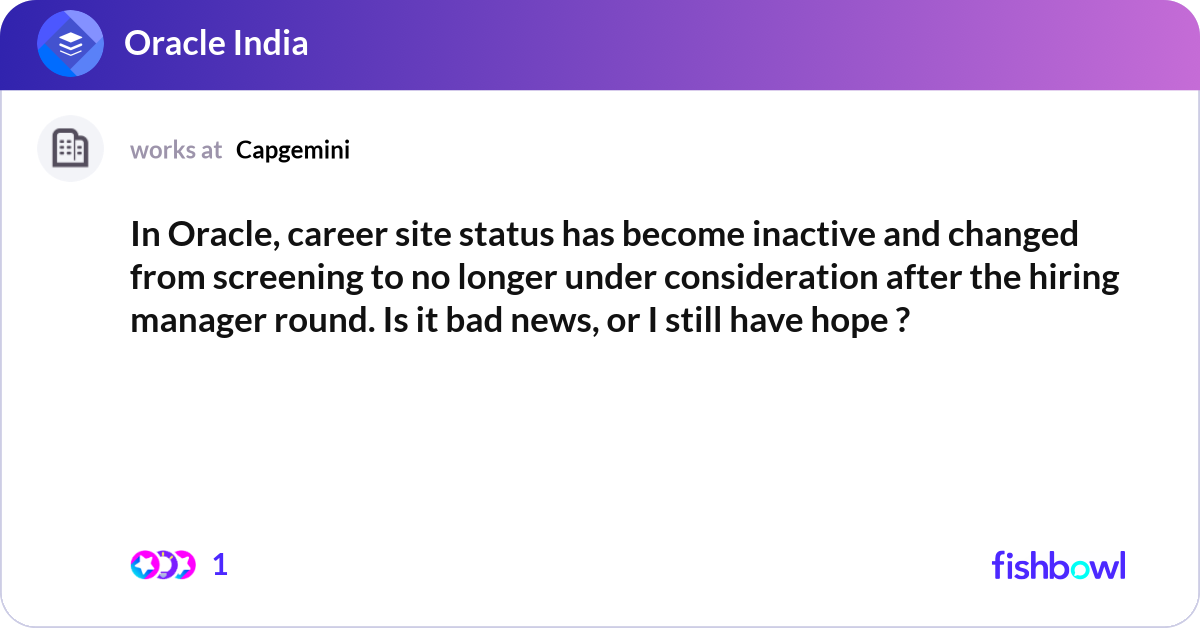 In Oracle, career site status has become inactive ... | Fishbowl