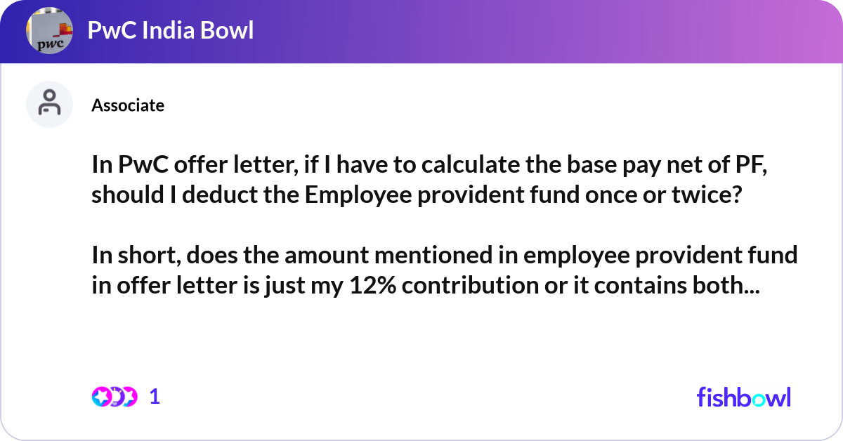 In PwC offer letter, if I have to calculate the ba... | Fishbowl