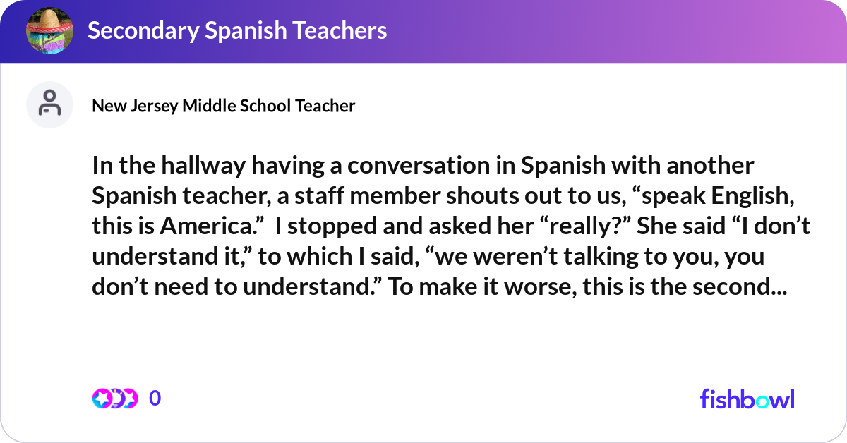 In the hallway having a conversation in Spanish wi... | Fishbowl
