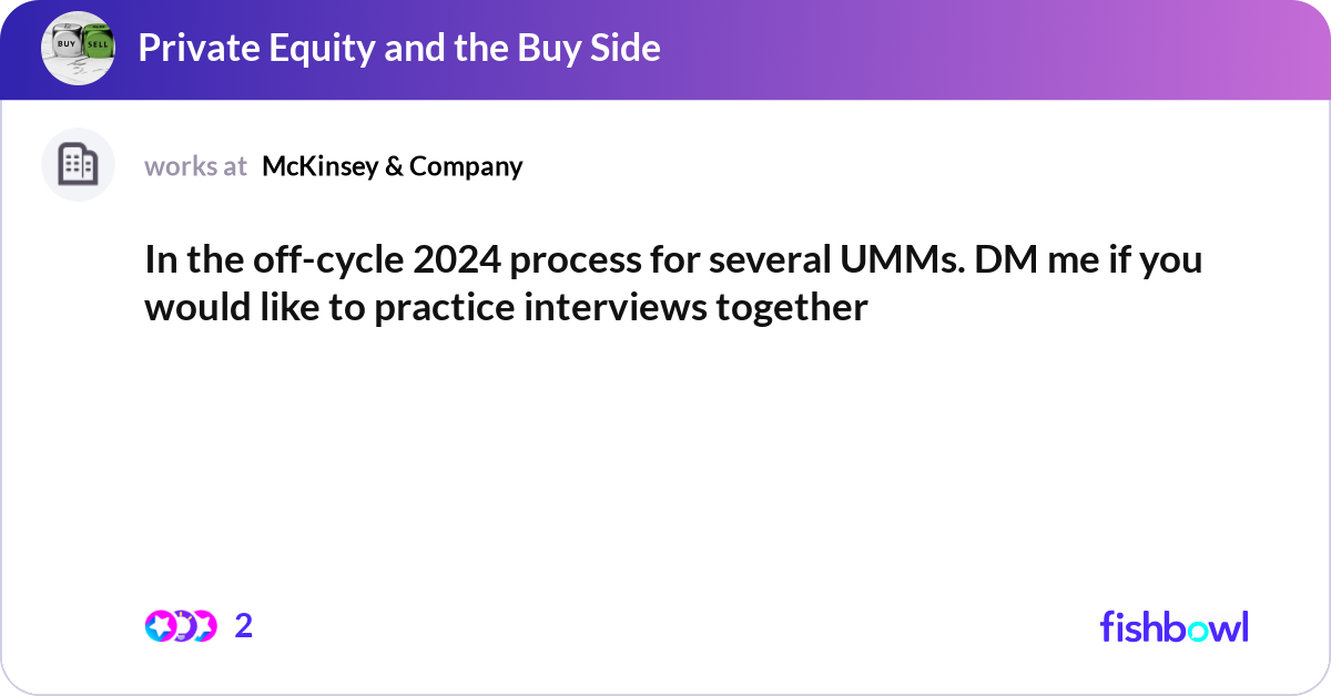 In the off-cycle 2024 process for several UMMs. DM... | Fishbowl