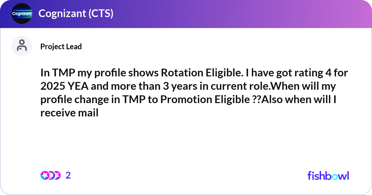 In TMP my profile shows Rotation Eligible. I have ... | Fishbowl