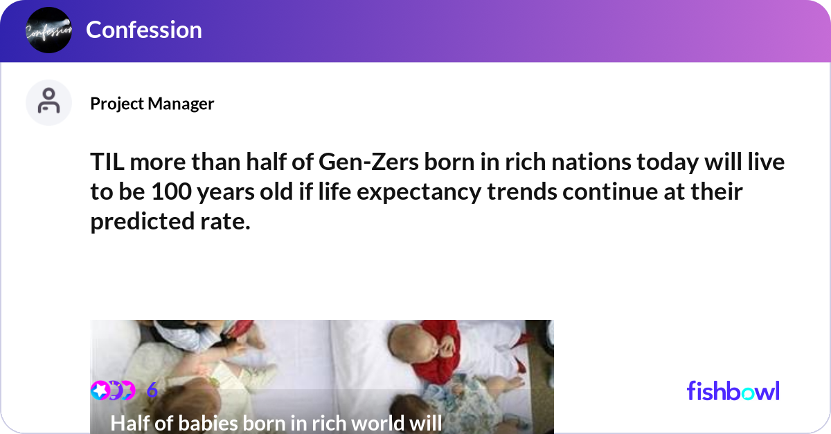 TIL more than half of Gen-Zers born in rich nation... | Fishbowl