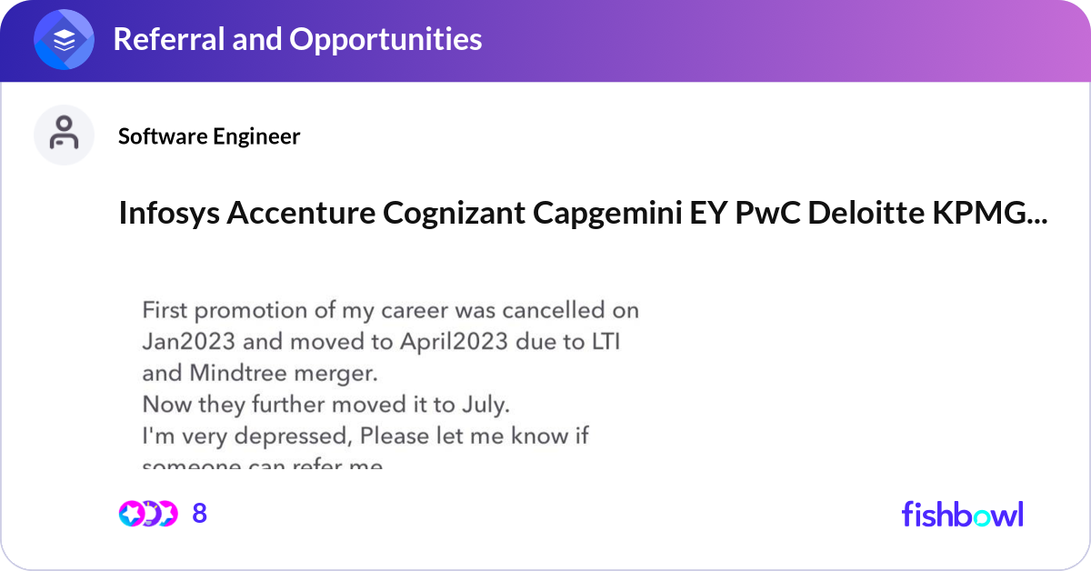 Infosys Accenture Cognizant Capgemini EY PwC Deloi... | Fishbowl