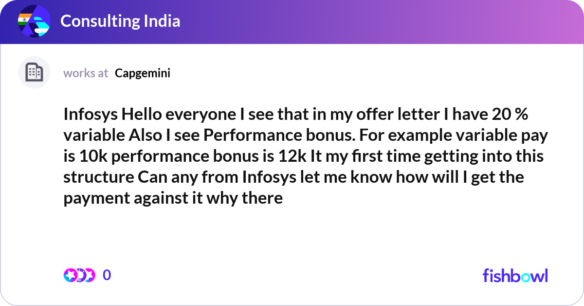 Infosys Hello everyone I see that in my offer lett... | Fishbowl