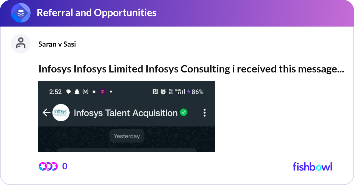 Infosys Infosys Limited Infosys Consulting i recei... | Fishbowl