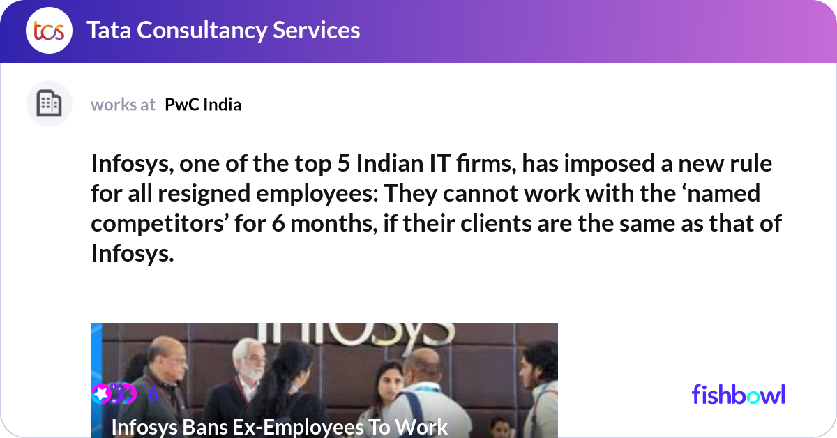 Infosys, one of the top 5 Indian IT firms, has imp... | Fishbowl