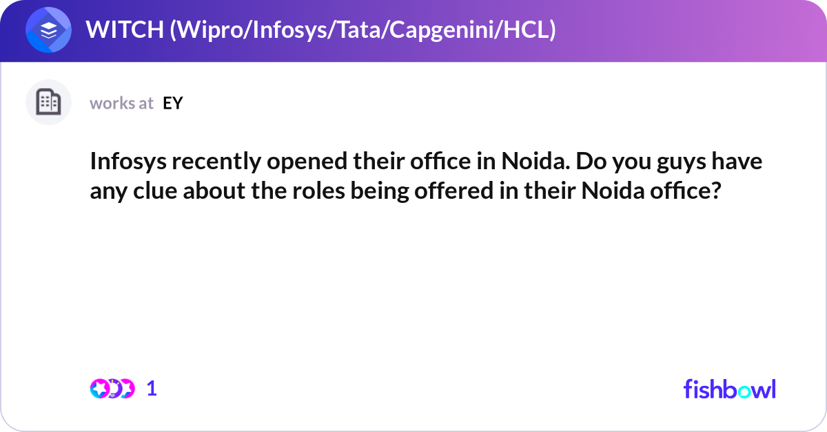 Infosys recently opened their office in Noida. Do ... | Fishbowl