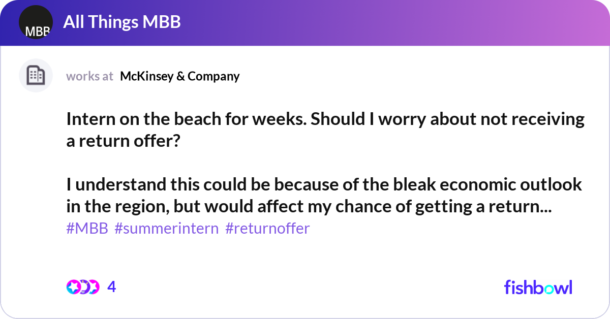 Intern on the beach for weeks. Should I worry abou... | Fishbowl