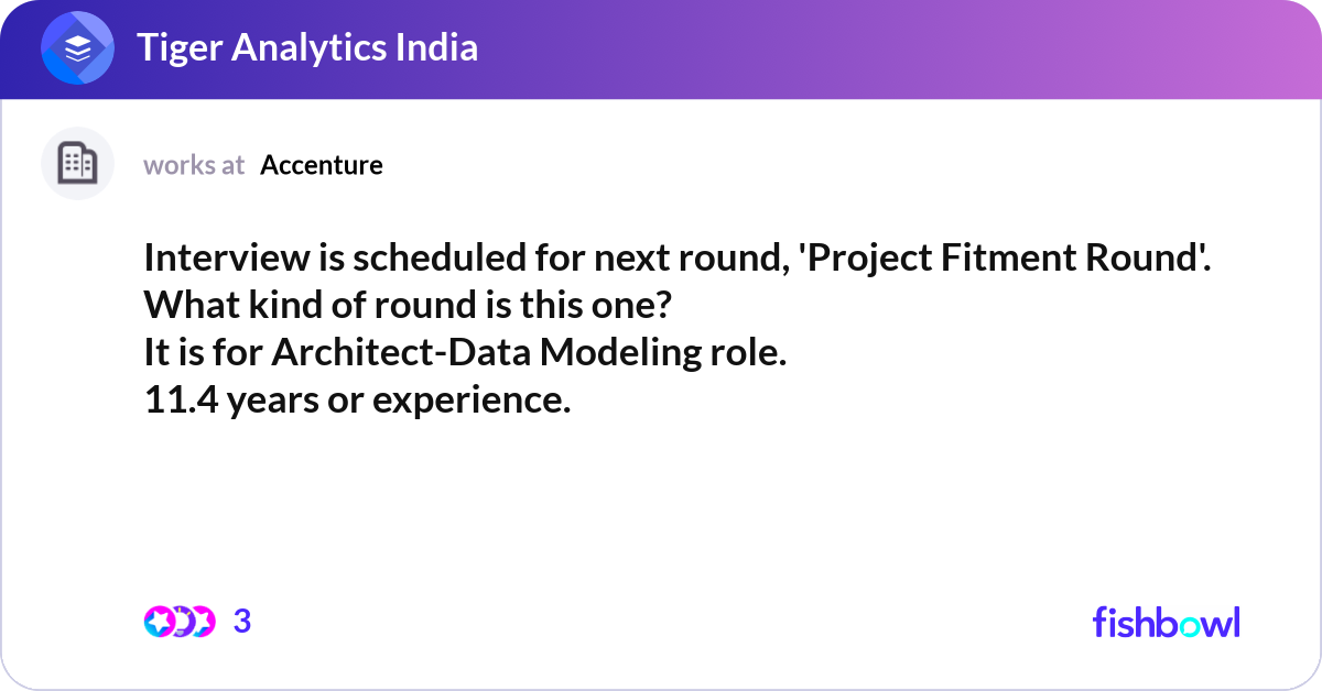 Interview is scheduled for next round, 'Project Fi... | Fishbowl