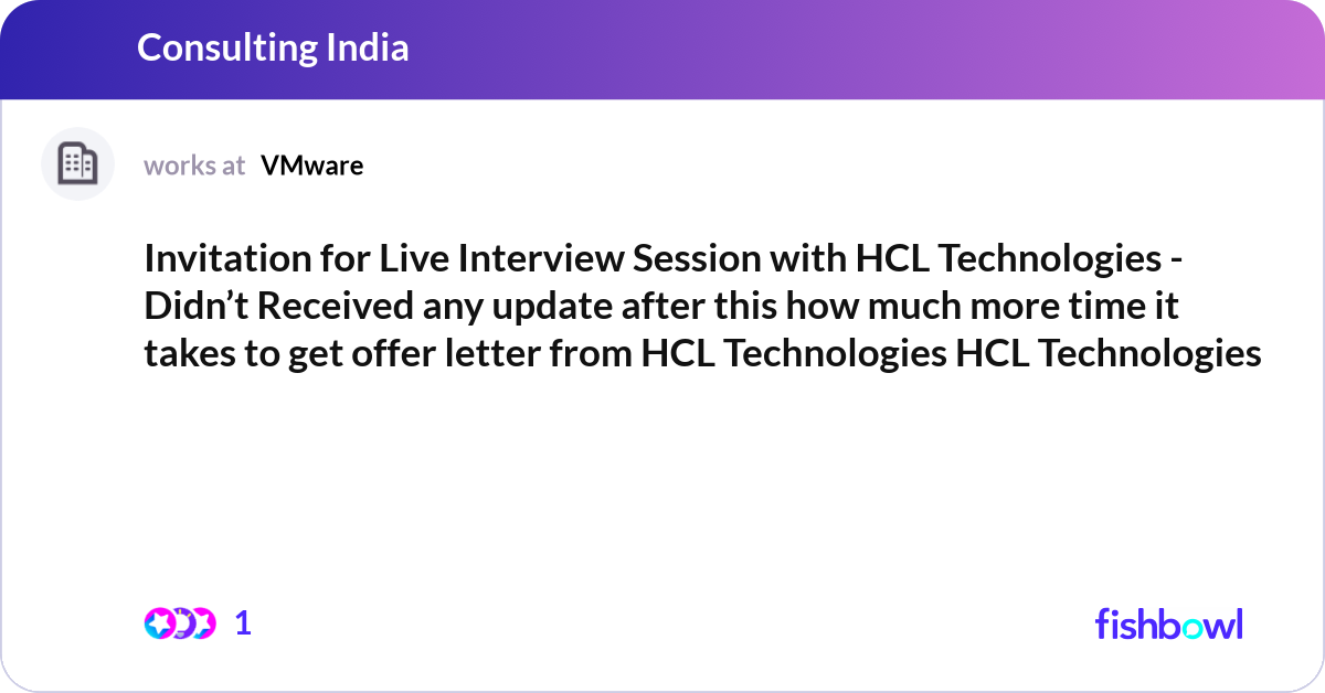 Invitation for Live Interview Session with HCL Tec... | Fishbowl