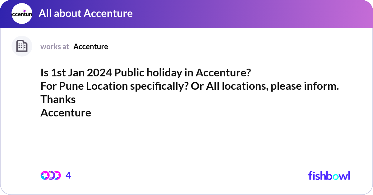 Is 1st Jan 2024 Public holiday in Accenture? For P... | Fishbowl